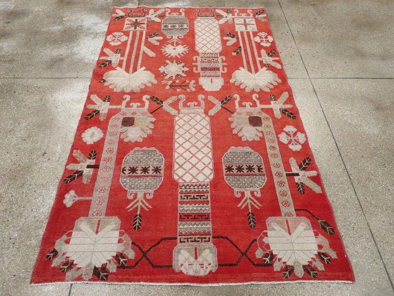 Early 20th Century Handmade East Turkestan Khotan Rug For Sale at 1stDibs
