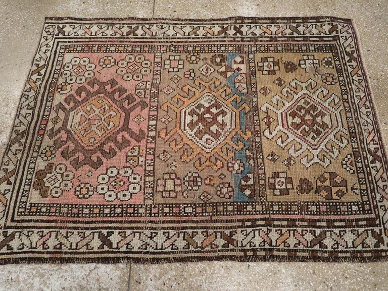 Early 20th Century Handmade Persian Kurd Throw Rug For Sale at 1stDibs