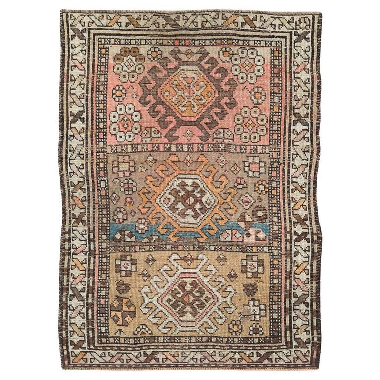 Early 20th Century Handmade Persian Kurd Throw Rug For Sale at 1stDibs