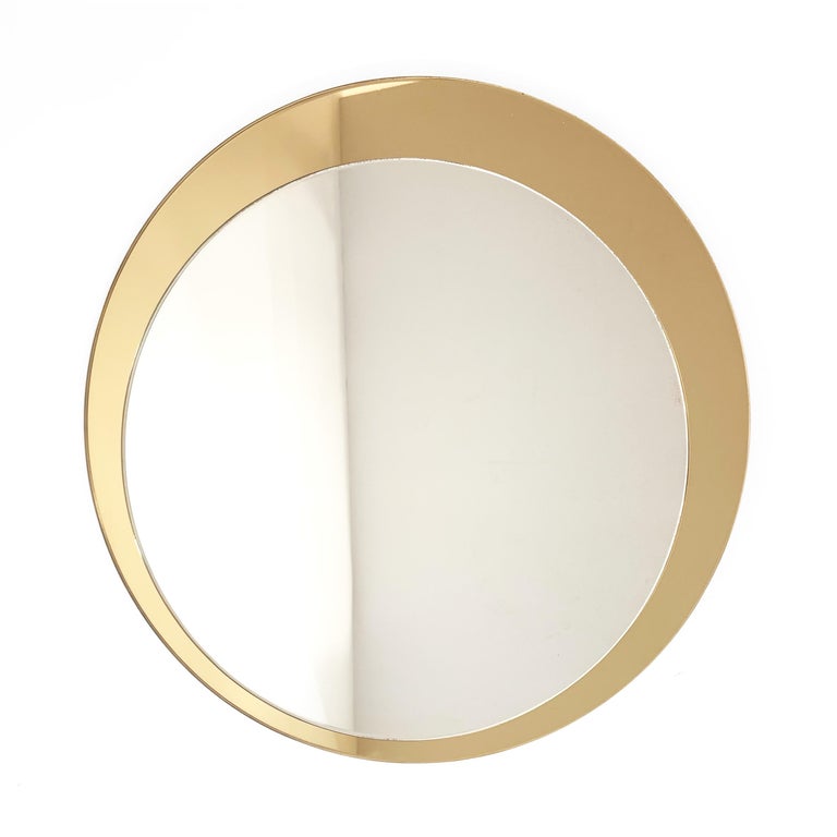 Galimberti Midcentury Italian Round Mirror with Double Brassed Gold ...