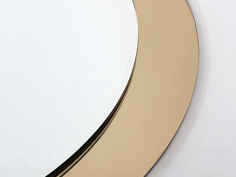 Galimberti Midcentury Italian Round Mirror with Double Brassed Gold ...