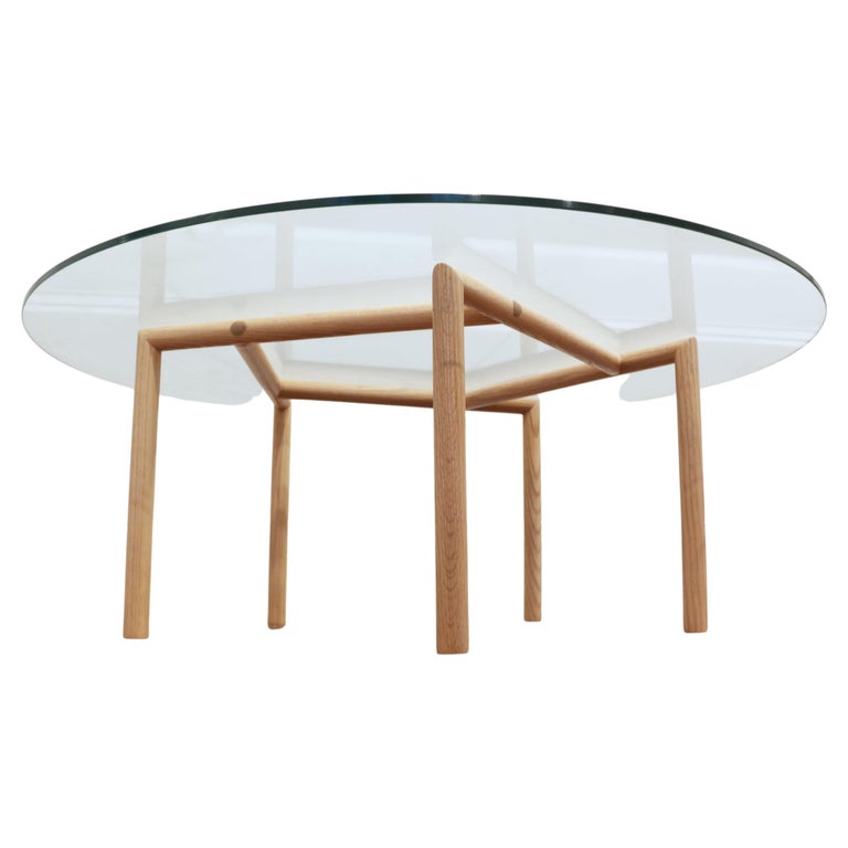 Gallagher Glass Coffee Table Oak For Sale at 1stDibs
