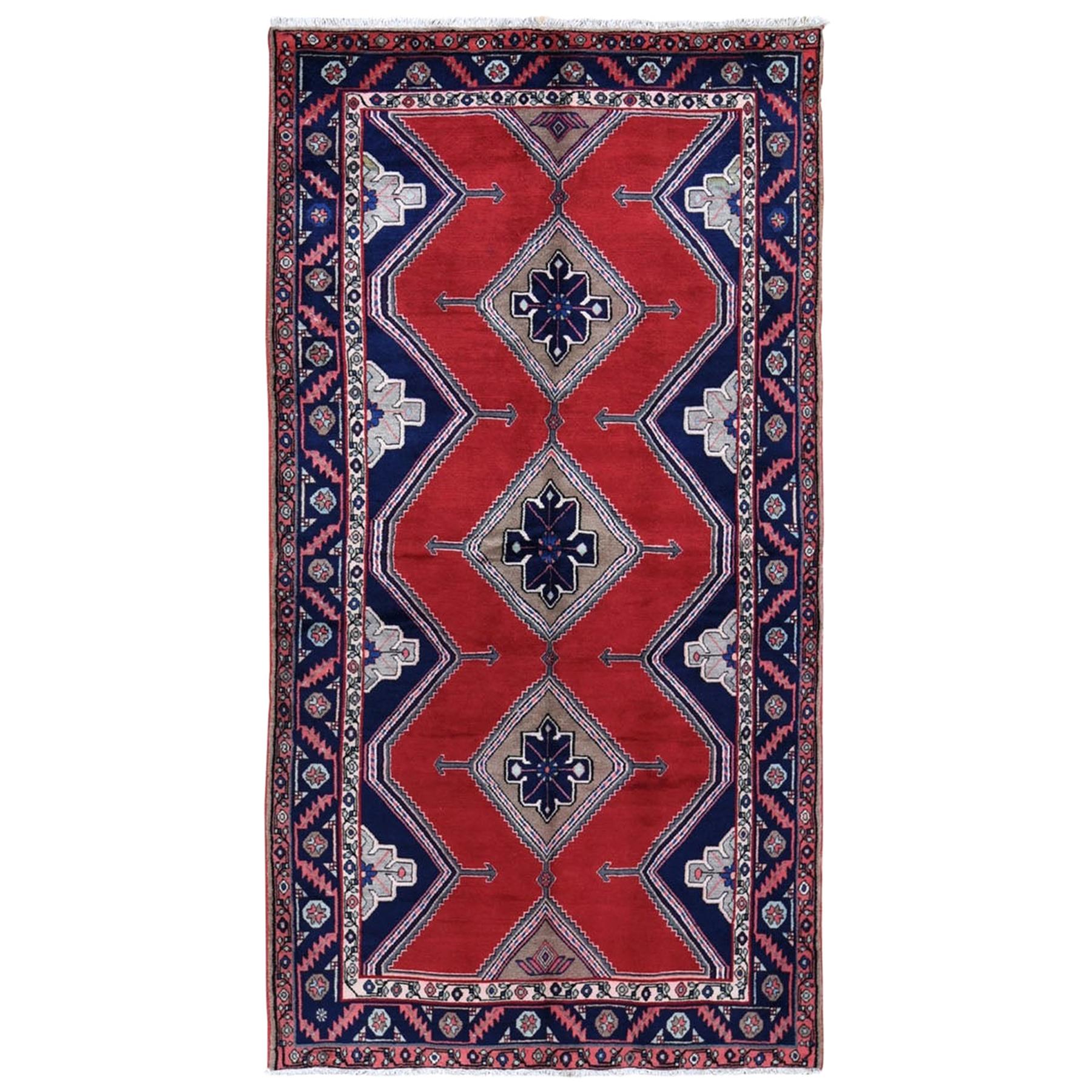 Red Vintage Persian Joshagan Full Pile Hand Knotted Oriental Rug For ...