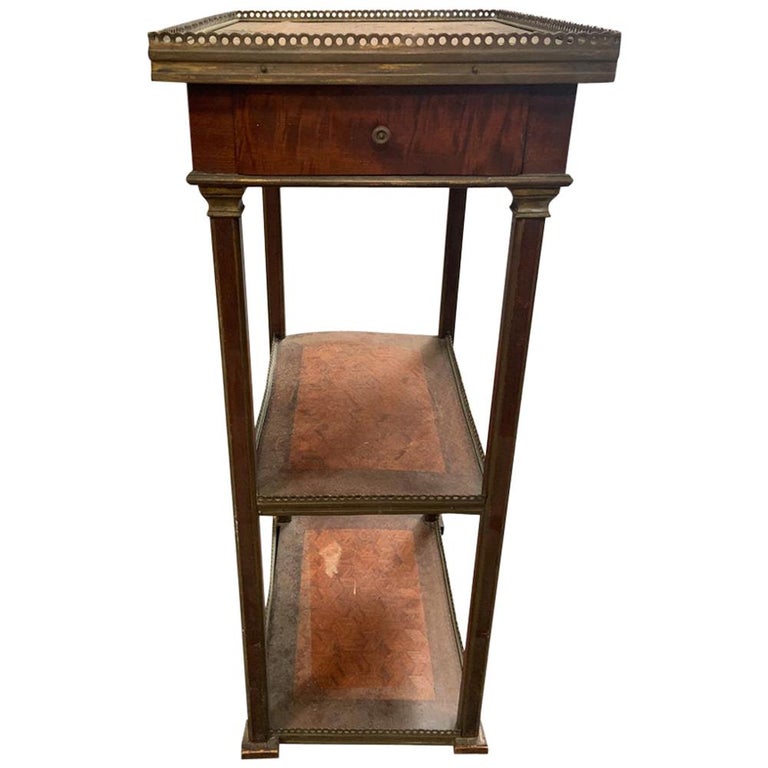 Antique Mahogany Inlay three-tiered gallery stand /side table at ...