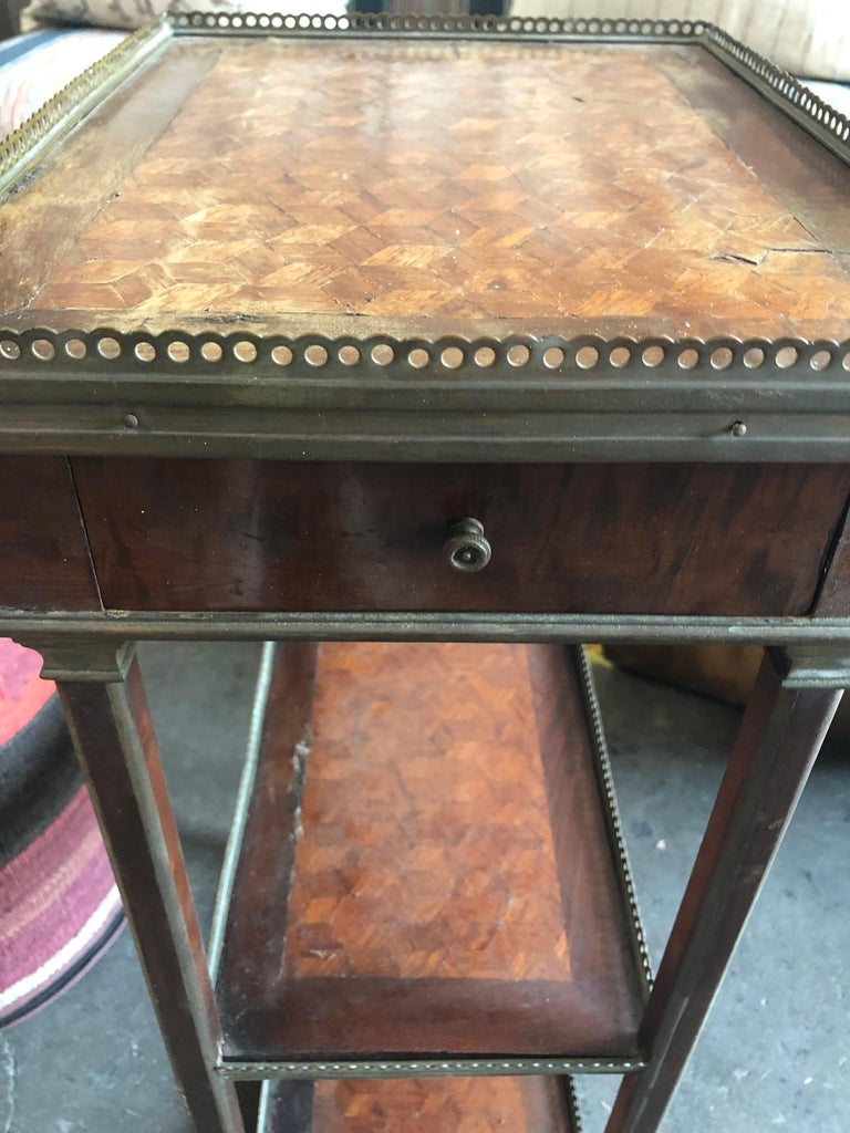 Antique Mahogany Inlay three-tiered gallery stand /side table at ...