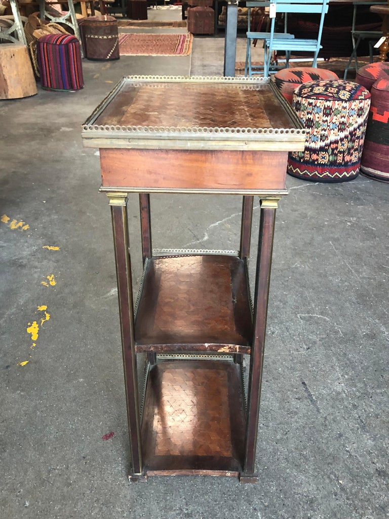 Antique Mahogany Inlay three-tiered gallery stand /side table at ...