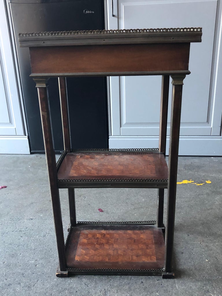 Antique Mahogany Inlay three-tiered gallery stand /side table at ...