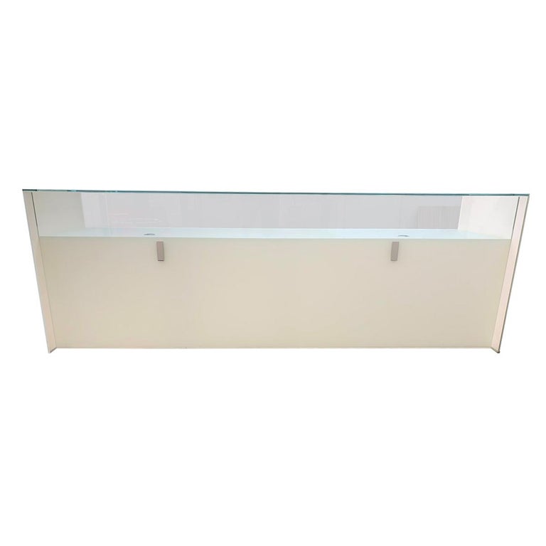 Gallotti White Satin Glass Air Reception Desk at 1stDibs