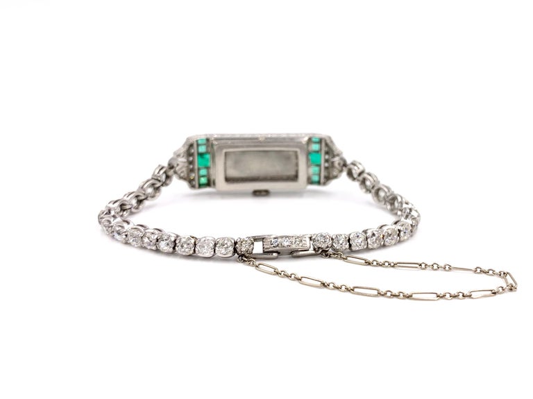 Galt and Bro. Platinum Diamond and Emerald Watch with Patek Philippe ...