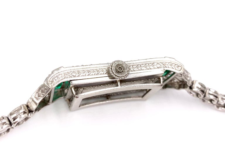 Galt and Bro. Platinum Diamond and Emerald Watch with Patek Philippe ...