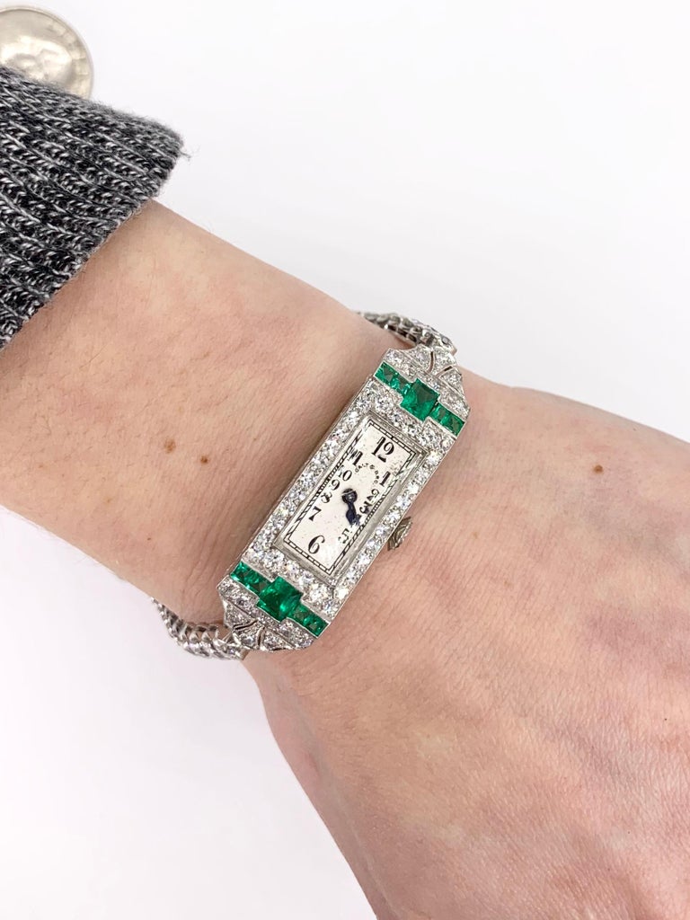 Galt and Bro. Platinum Diamond and Emerald Watch with Patek Philippe ...