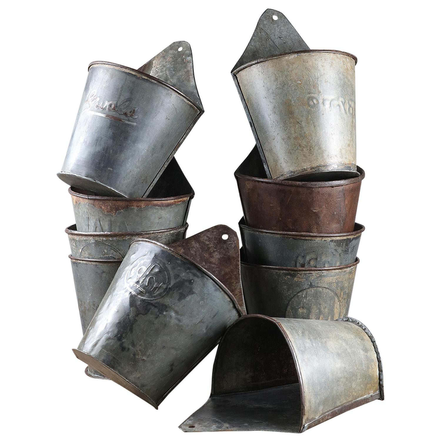Galvanized Wall Hung Half Buckets/Planters, 20th Century For Sale at ...