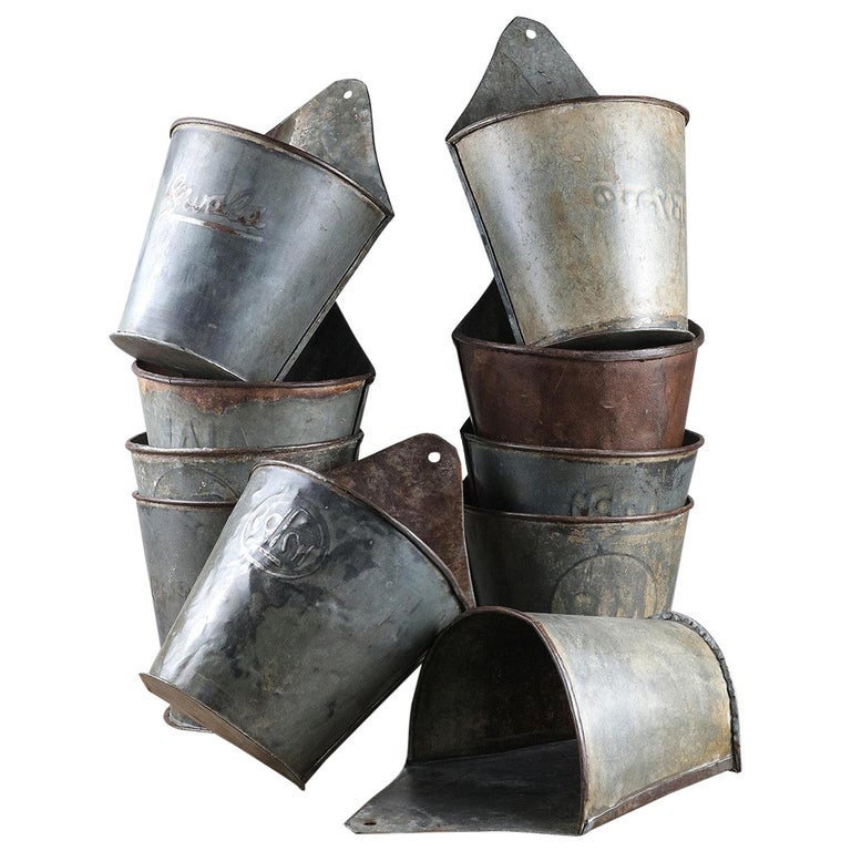 Galvanized Wall Hung Half Buckets/Planters, 20th Century For Sale at ...