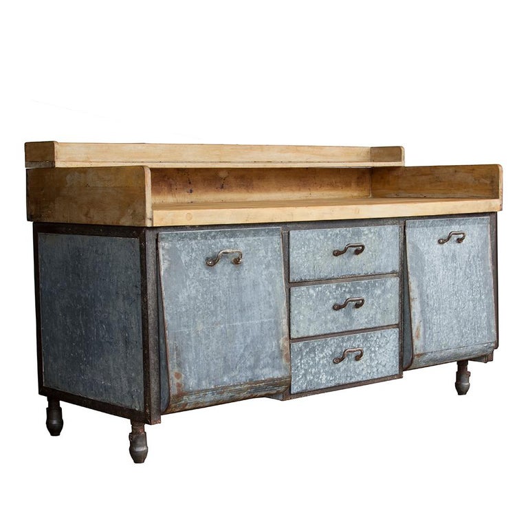 Galvanized Baker's Table at 1stDibs