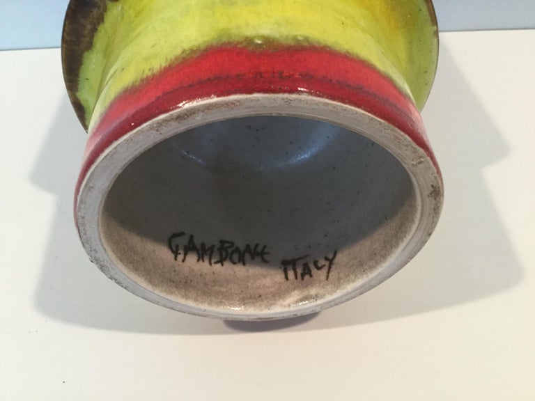 Gambone Signed Pottery Vase Vibrant Color at 1stDibs