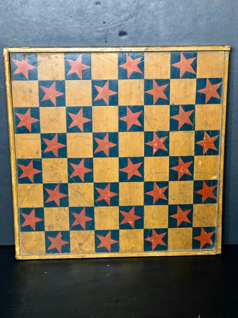 Game Board Chrome Yellow and Red Stars Signed and Dated 1889 For Sale ...