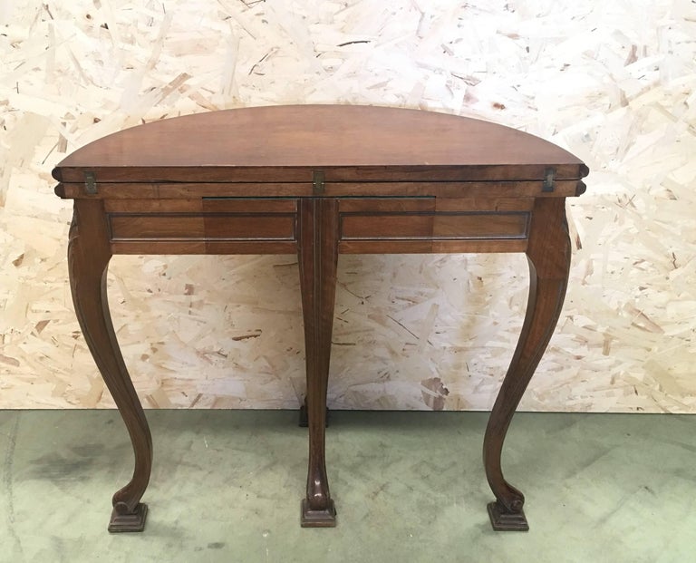 Game Card Demilune Fold over Side Table or Tea Table with Hidden Drawer ...