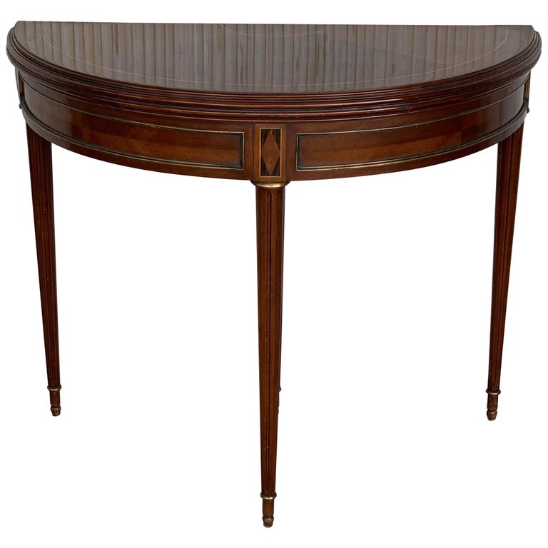 Game Card Demilune Fold over Side Table or Tea Table with Hidden Drawer ...