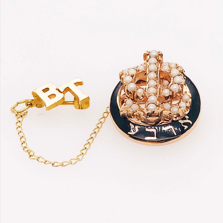 Gamma Phi Beta Sorority Pin CIRCA 1985 with Seed Pearls and Black ...