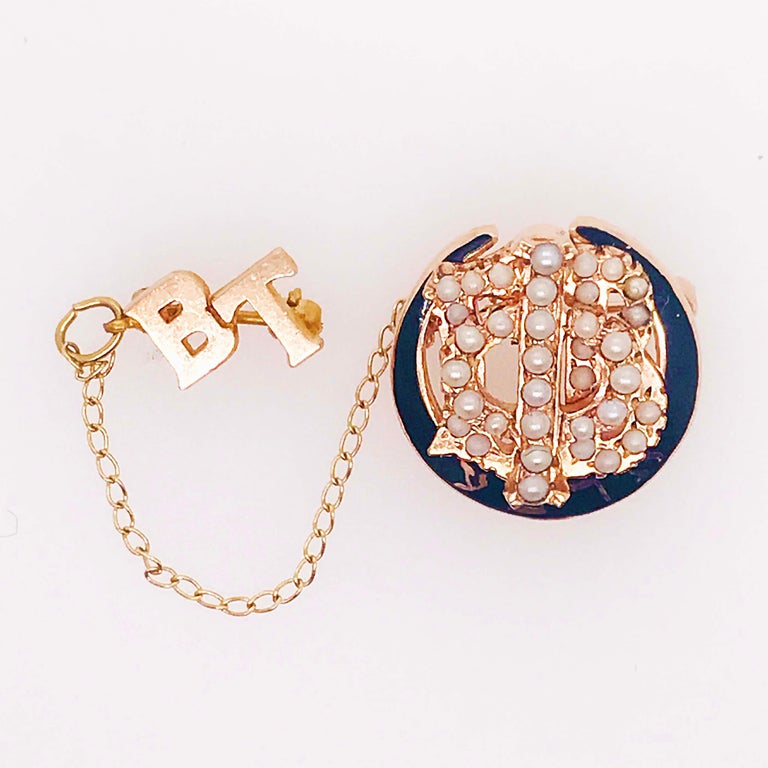 Gamma Phi Beta Sorority Pin CIRCA 1985 with Seed Pearls and Black ...