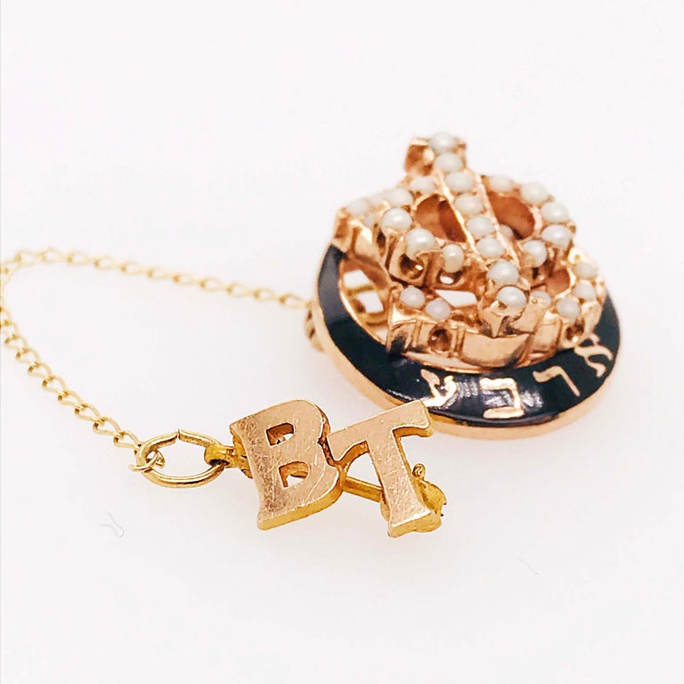 Gamma Phi Beta Sorority Pin CIRCA 1985 with Seed Pearls and Black ...