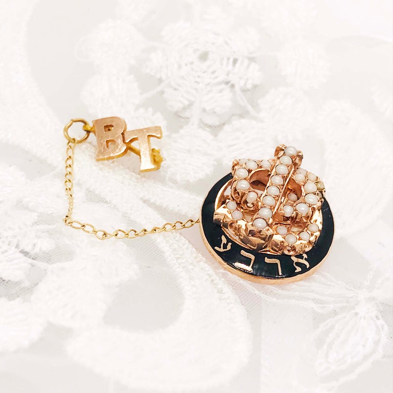 Gamma Phi Beta Sorority Pin CIRCA 1985 with Seed Pearls and Black ...