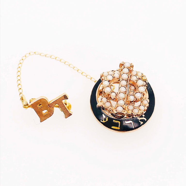 Gamma Phi Beta Sorority Pin CIRCA 1985 with Seed Pearls and Black ...