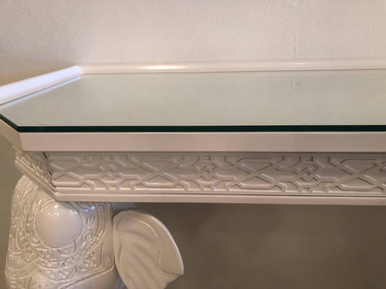 Gampel and Stoll Elephant Wall Console Table Newly Lacquered Fret Glass ...