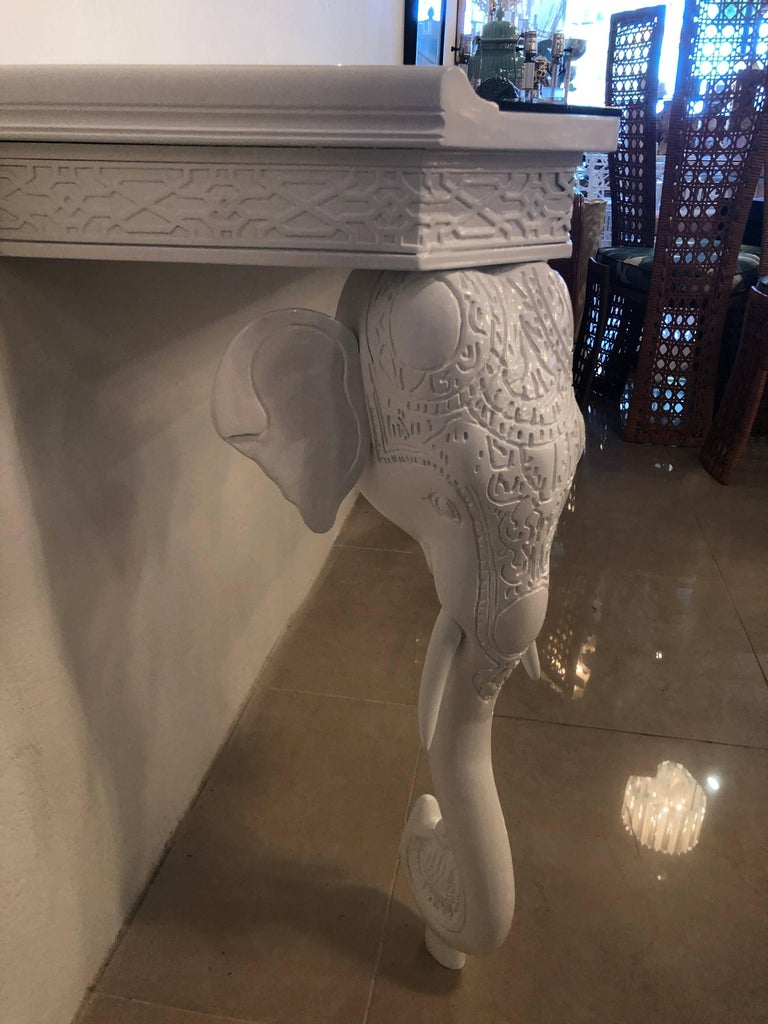 Gampel and Stoll Elephant Wall Console Table Newly Lacquered Fret Glass ...