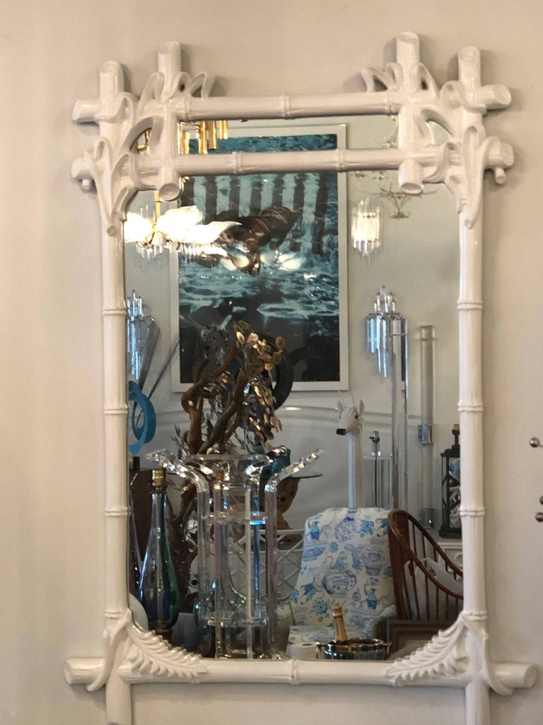 Gampel and Stoll White Lacquered Wall Mirror Faux Bamboo at 1stDibs ...