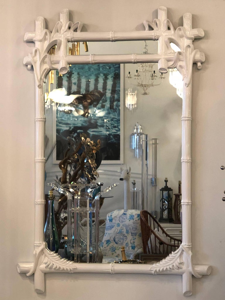Gampel and Stoll White Lacquered Wall Mirror Faux Bamboo at 1stDibs ...