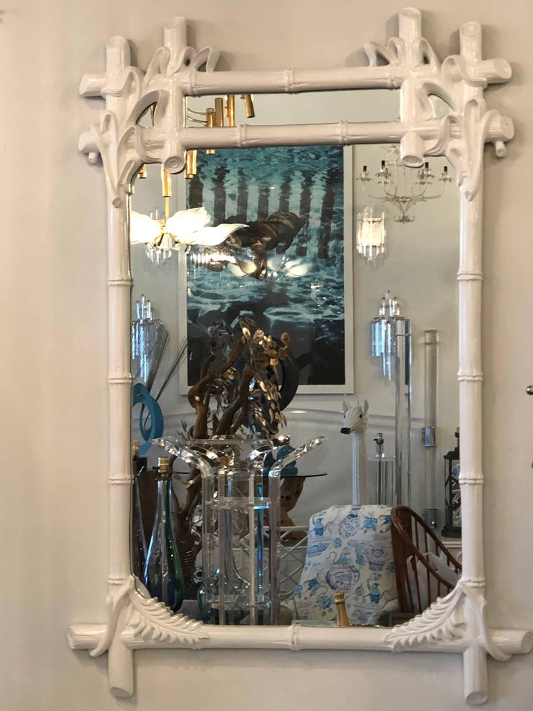 Gampel and Stoll White Lacquered Wall Mirror Faux Bamboo at 1stDibs ...