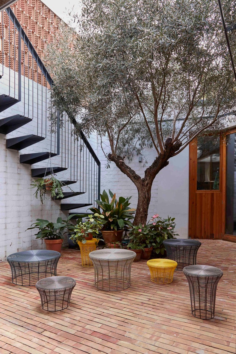 GAN Rugs Aram Low Table with Stainless Steel Wire in White by Nendo For ...