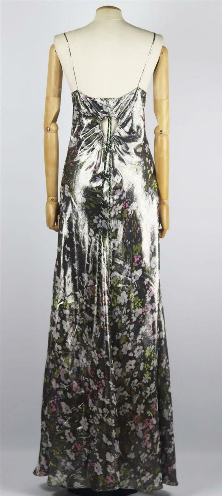 Ganni Metallic Floral Print Silk Blend Maxi Dress At 1stdibs