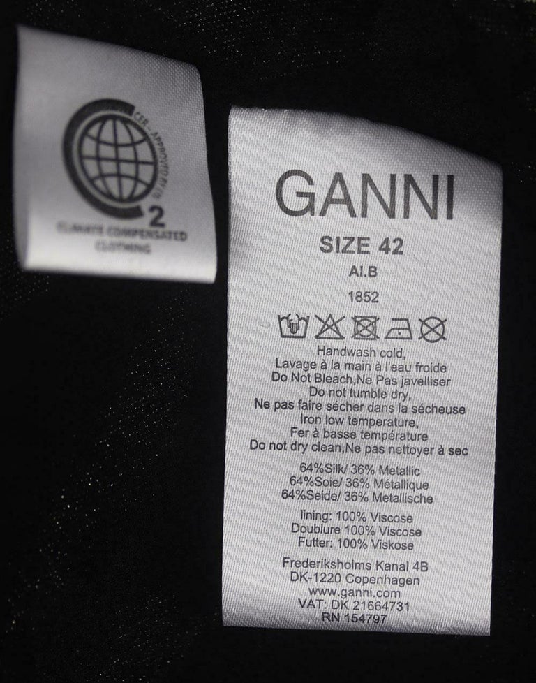 Ganni Metallic Floral Print Silk Blend Maxi Dress At 1stdibs