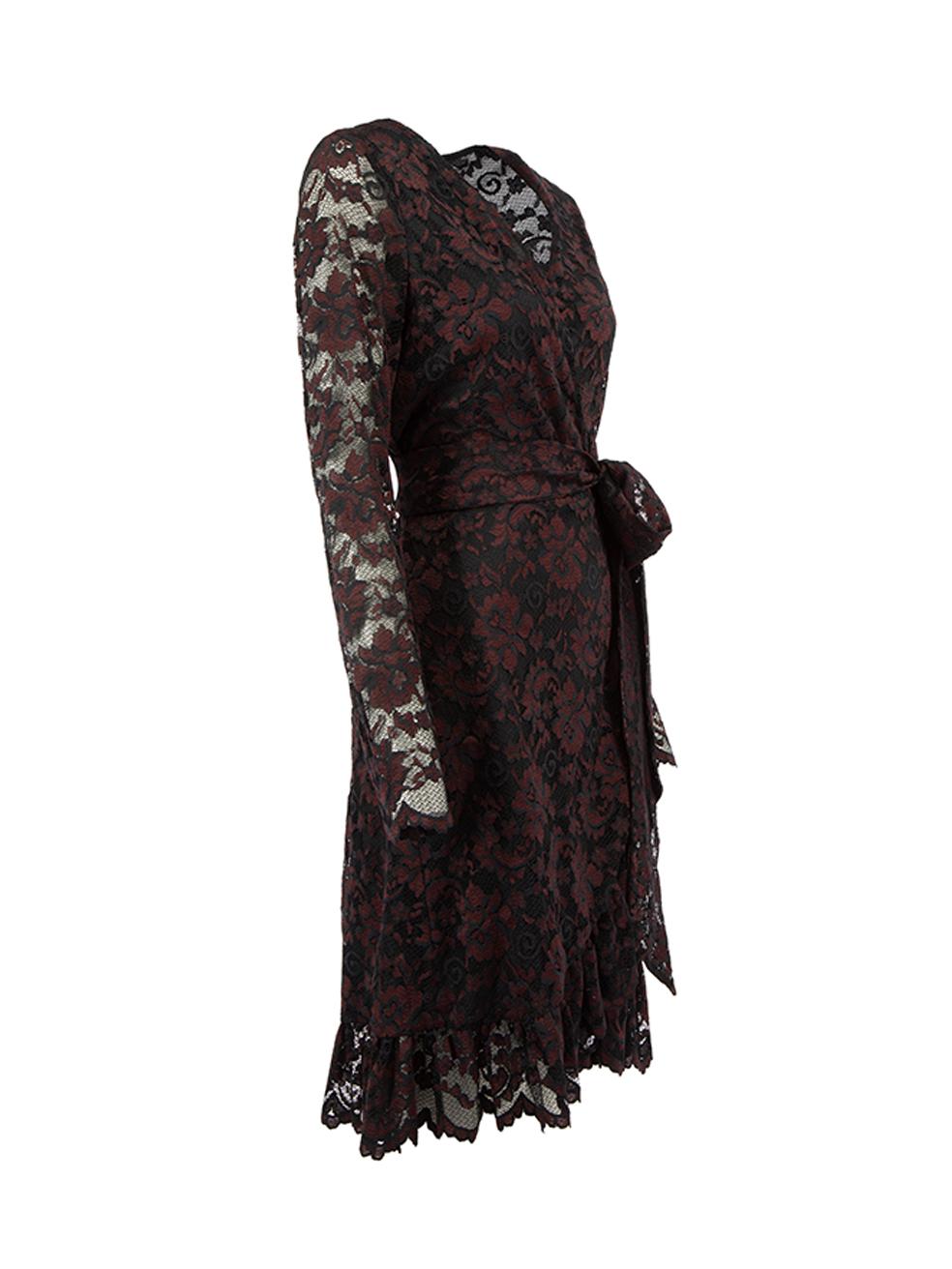Ganni Women's Burgundy Lace Wrap Dress For Sale at 1stDibs