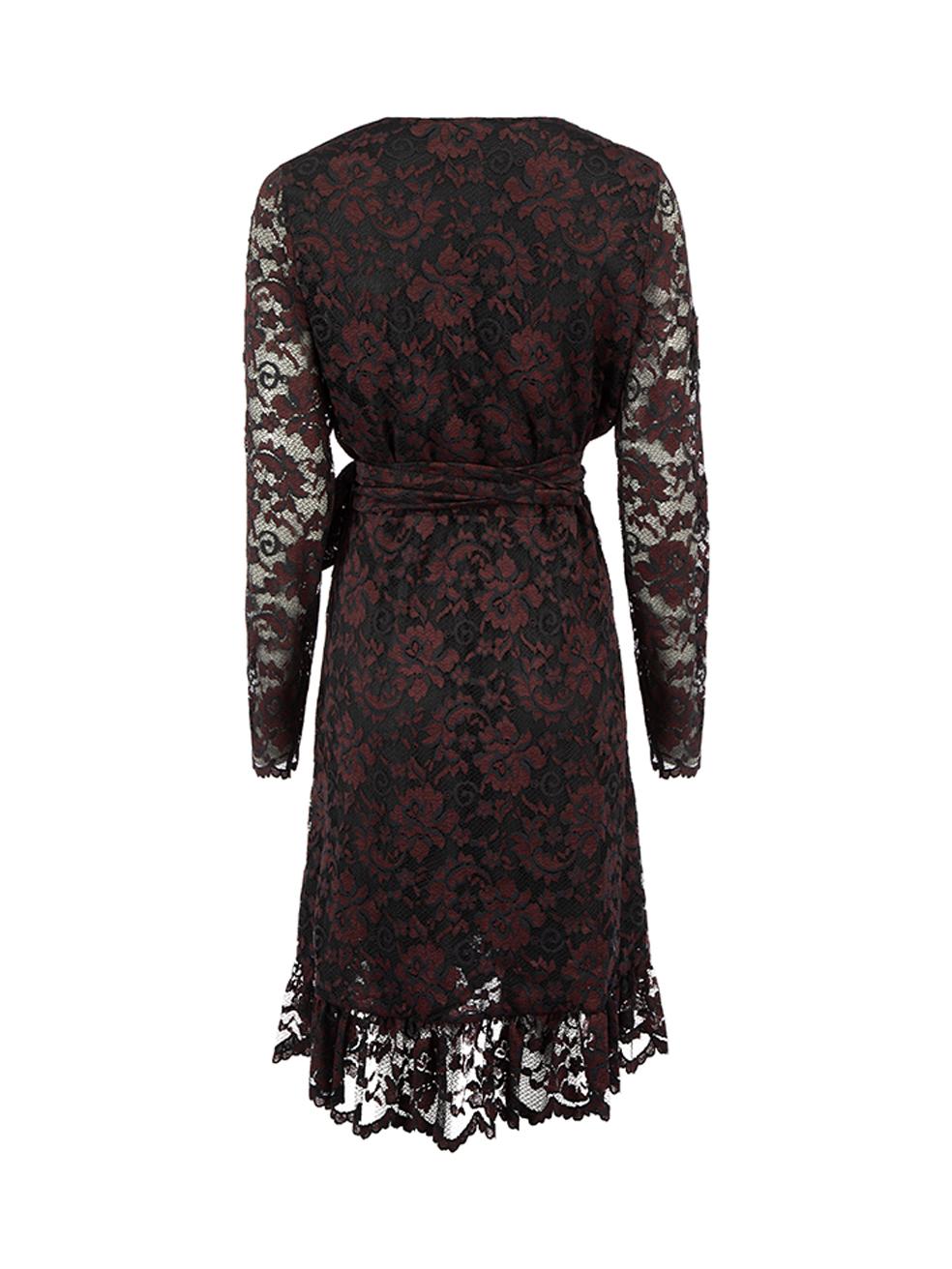 Ganni Women's Burgundy Lace Wrap Dress For Sale at 1stDibs