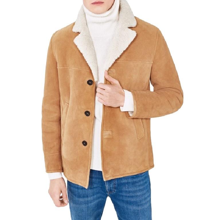 Gant Ocre Lambskin The Breezer Shearling Jacket - Size XXL For Sale at ...