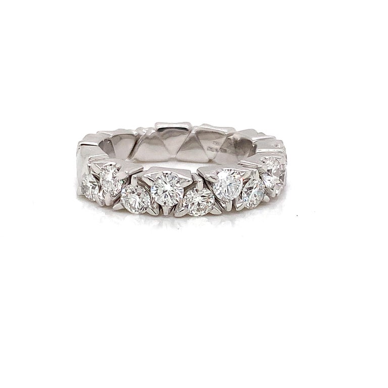 Garavelli 18 Karat White Gold White Diamonds Coil Ring For Sale at 1stDibs