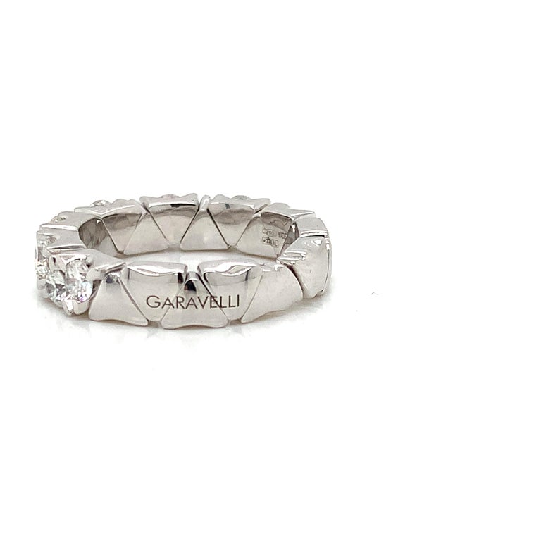 Garavelli 18 Karat White Gold White Diamonds Coil Ring For Sale at 1stDibs