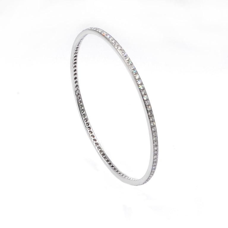 Garavelli 18 Karat White Gold White Diamonds Slip on Bangle Bracelet ...