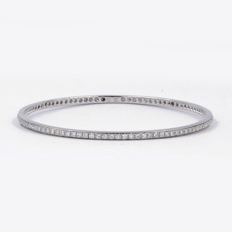 Garavelli 18 Karat White Gold White Diamonds Slip on Bangle Bracelet ...