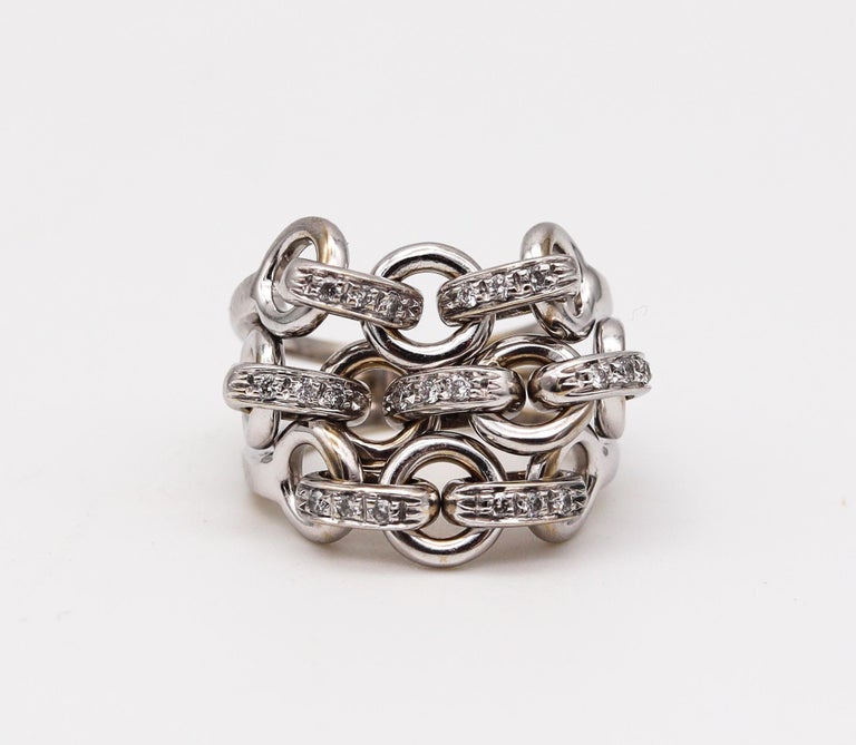 Garavelli Firenze Chained Movable Links Ring in 18Kt White Gold with ...