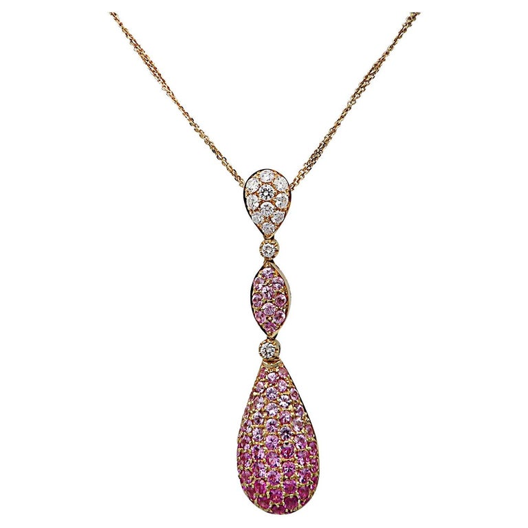 Garavelli Italy Diamond and Sapphire Pendant Necklace For Sale at 1stDibs