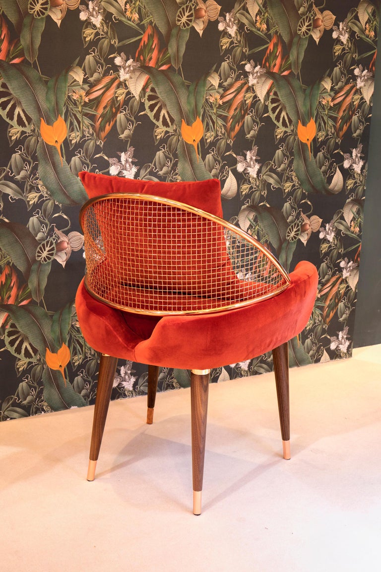 Mid-Century Modern Garbo Dining Chair in Red Velvet by Essential Home ...
