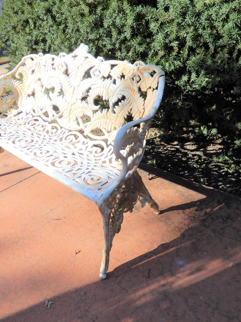 Garden Bench Cast Iron Fern Pattern For Sale at 1stDibs