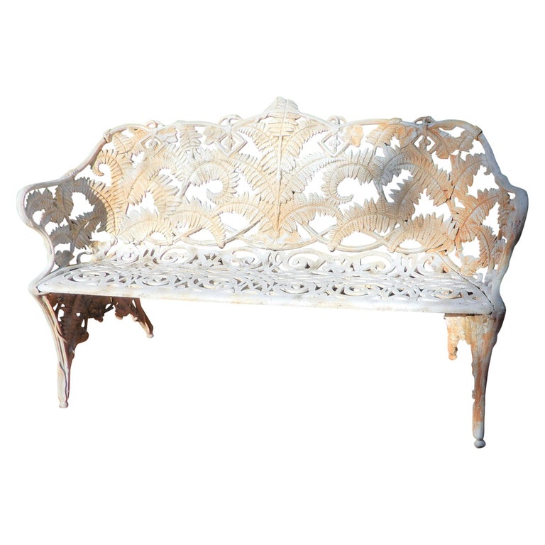 Garden Bench Cast Iron Fern Pattern For Sale at 1stDibs