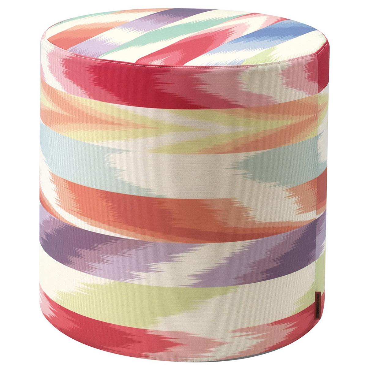 Missoni Home Masuleh Cylinder Pouf with Multicolor and Blue Chevron ...