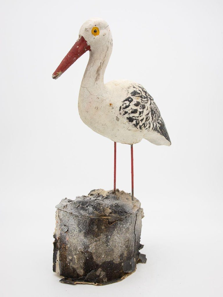 Garden Ornament Cast Stone Seagull on Wood Base For Sale at 1stDibs