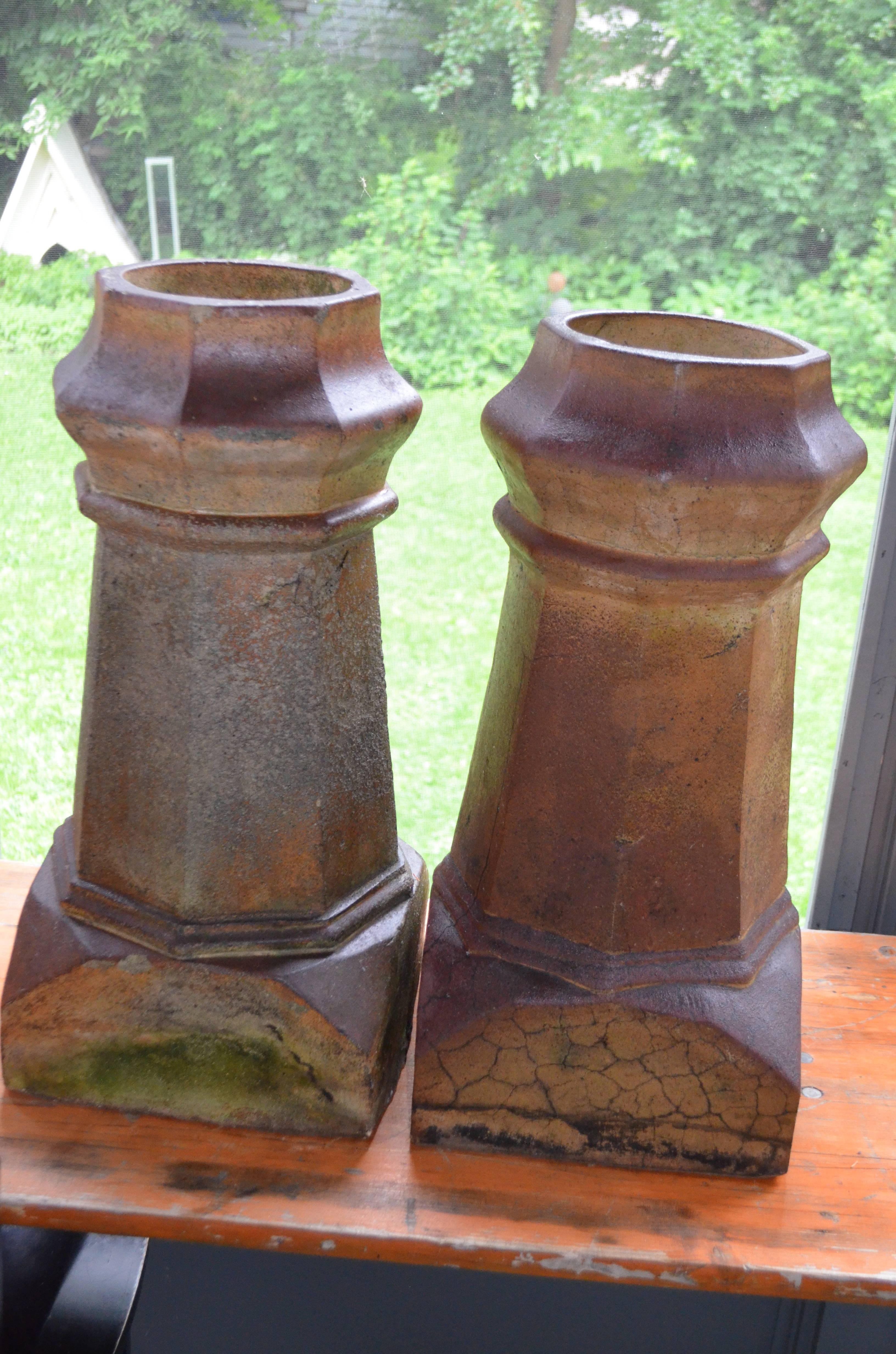 Garden Ornamental Clay Chimney Pots from London Rooftops, circa 1880 ...